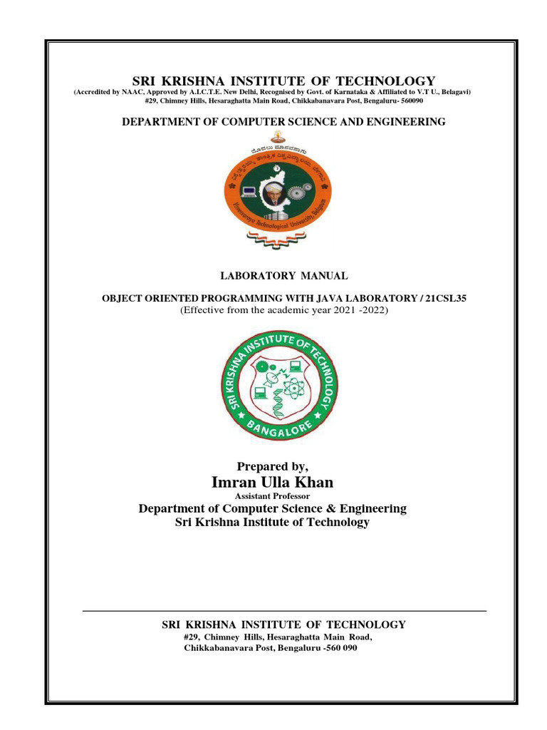 Java - Lab - Manual-21csl35 - Skit | PDF | Method (Computer Programming) | Engineering