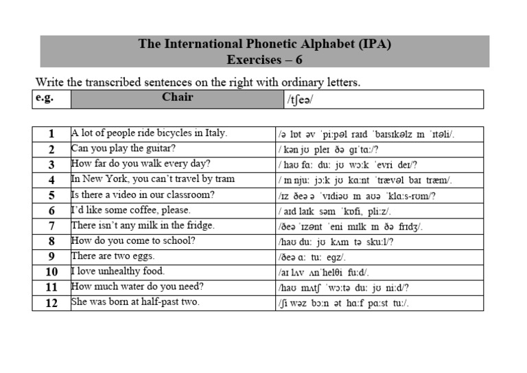 Ipa - Exercises - 6 | PDF