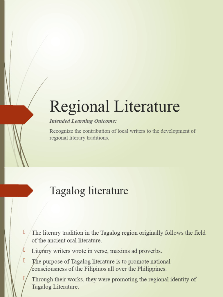 LESSON 5 - Regional Literature | PDF | Philippines