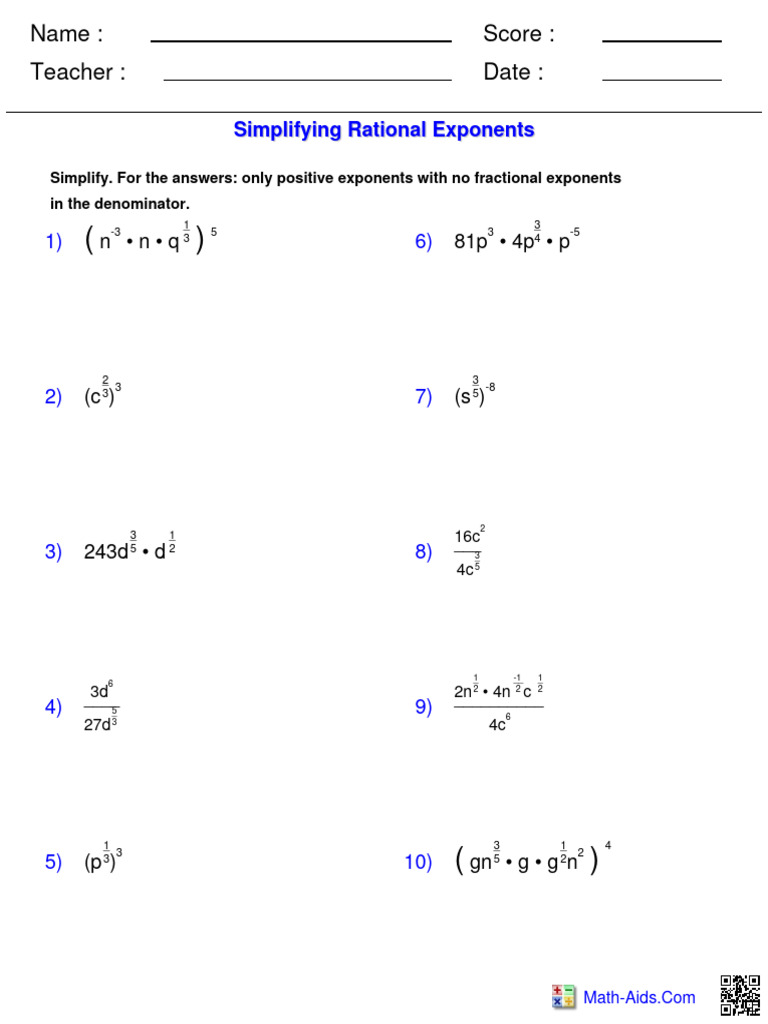 Simplifying Rational Exponents Guide | PDF | Mathematical Notation ...