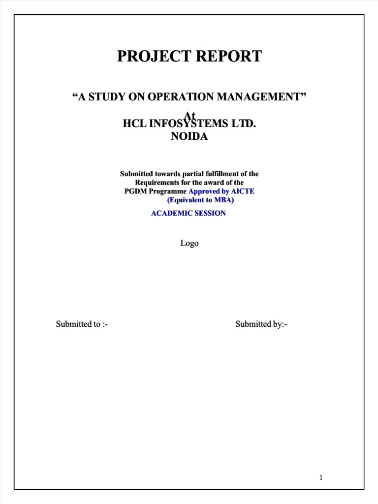 PDF Project Report Operation Management PDF - Compress | PDF | Outsourcing | Laptop