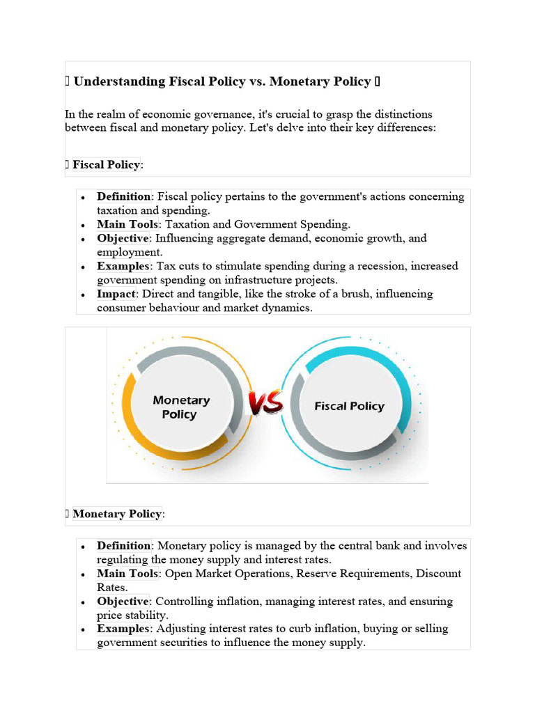 ? Understanding Fiscal Policy Vs | PDF | Fiscal Policy | Monetary Policy