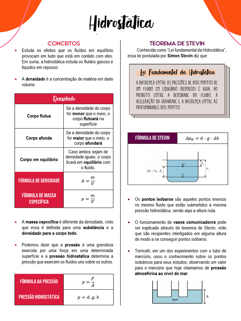 Hidrostática | PDF | Pressão | Flutuabilidade