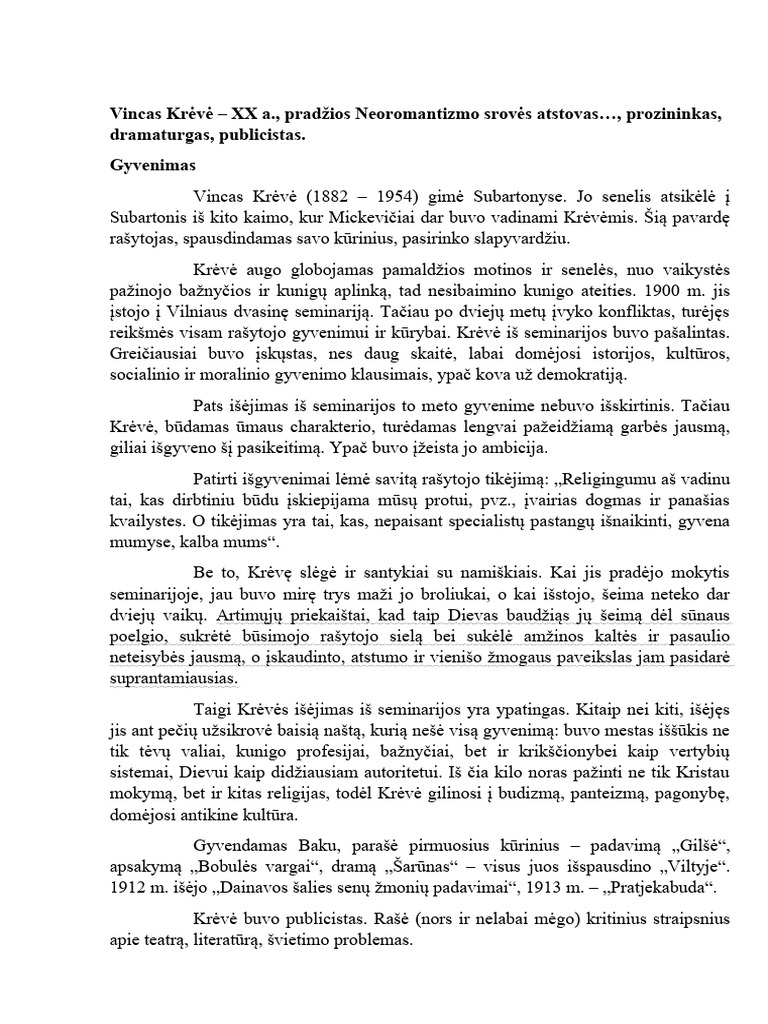 Vincas Krėvė - Mickevičius | PDF