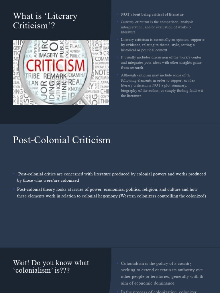 Post-Colonial Criticism Powerpoint | PDF | Postcolonialism | Colonialism