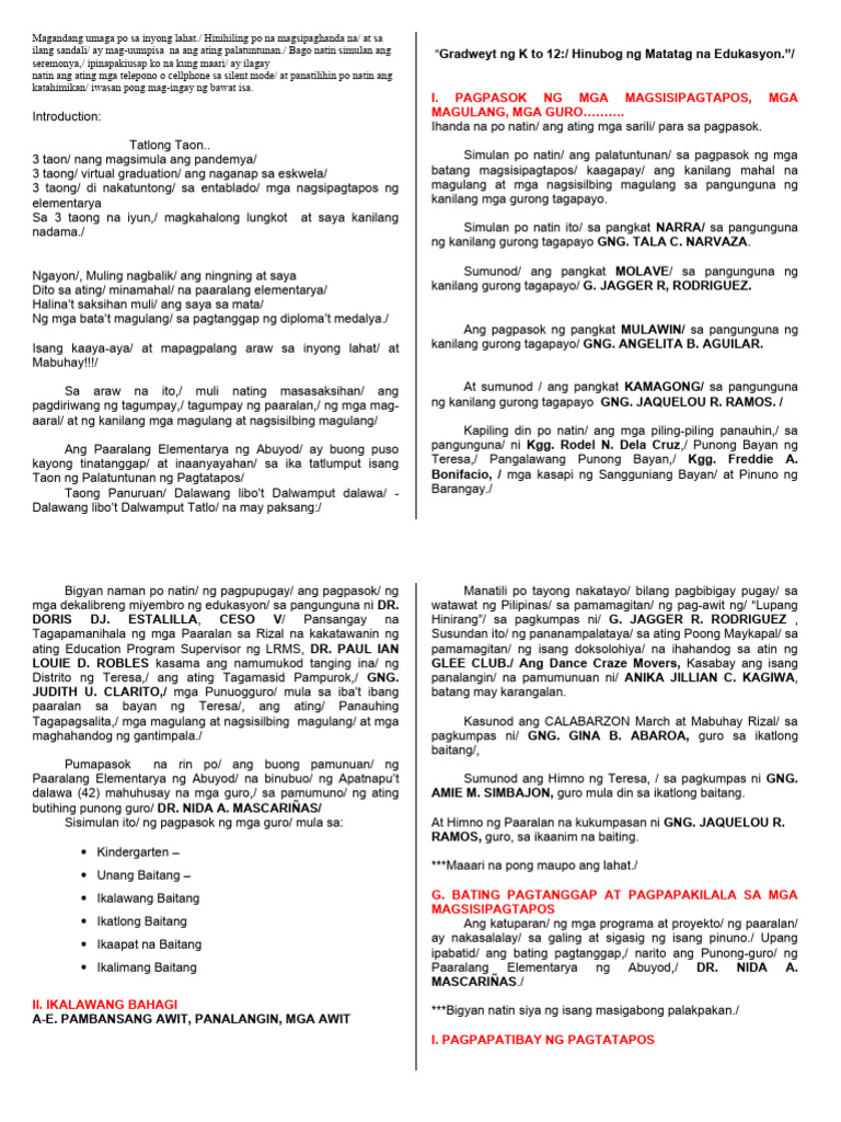 2023 Grad Script | PDF