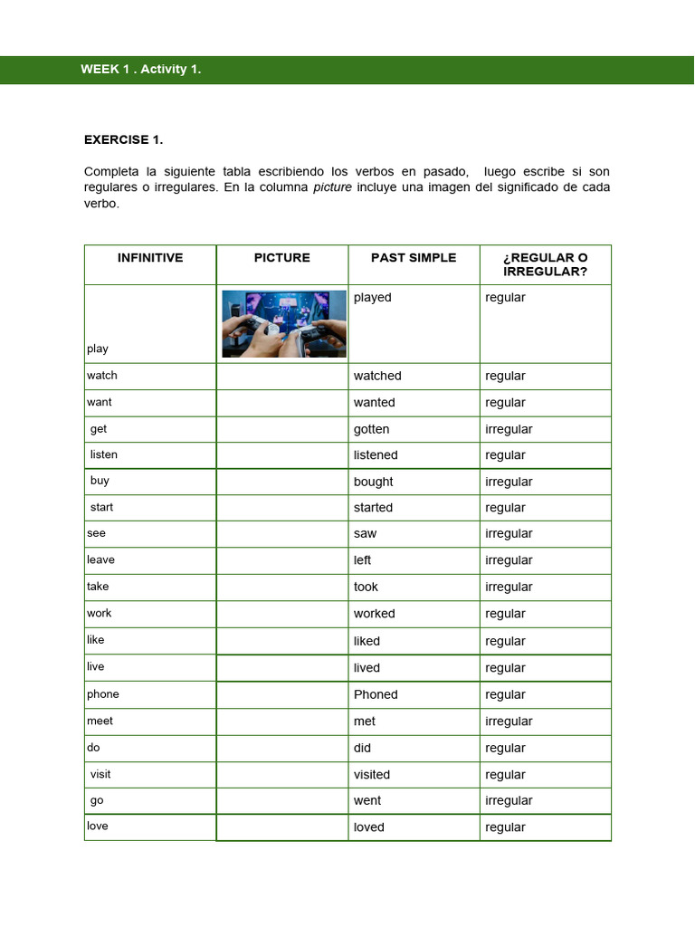 Week 1. Activity 1. Semester 2. | PDF