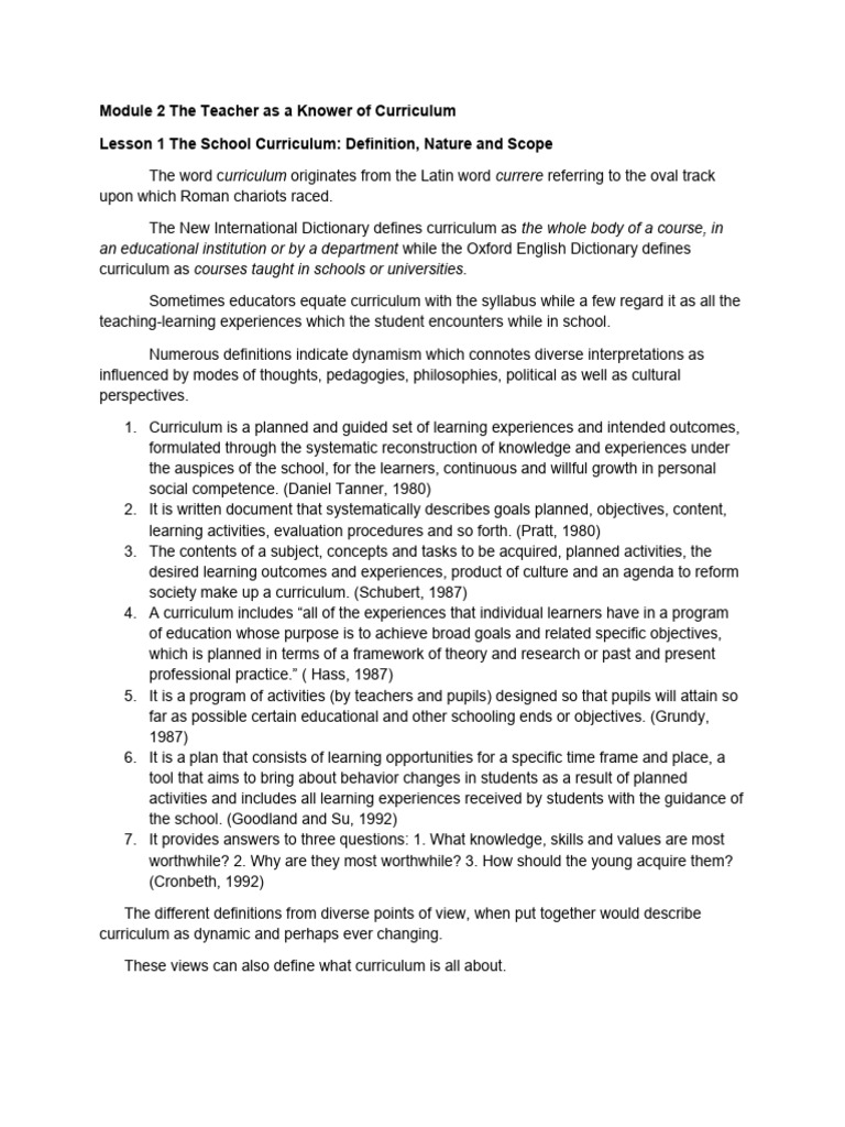 Module 2 The Teacher as a Knower of Curriculum_rheu | PDF | Curriculum ...