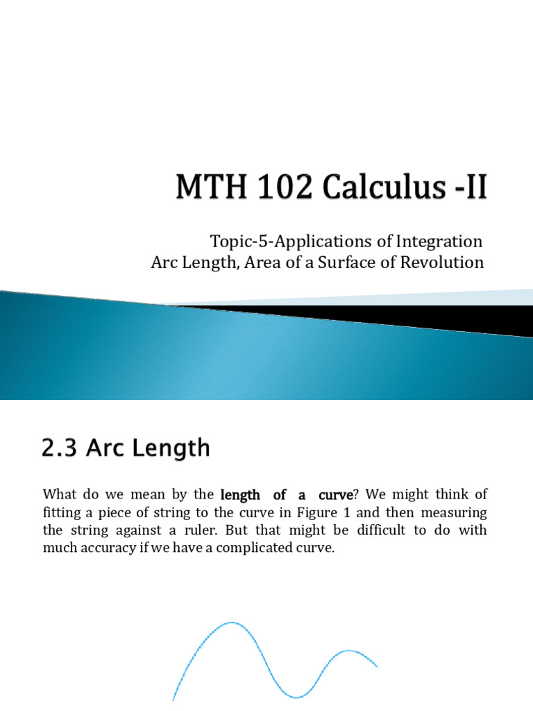 MTH 102 Calculus -II-Topic 5-applications of integration-arc length ...