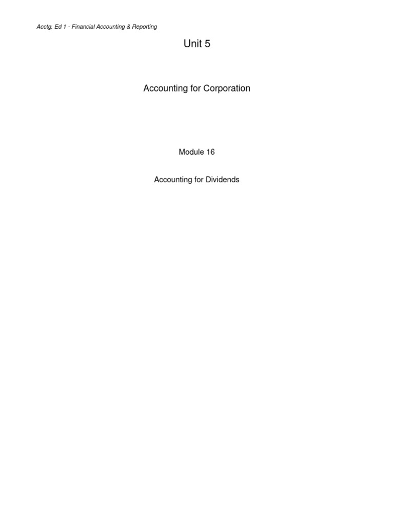 Accounting for Corporate Dividends | PDF | Dividend | Preferred Stock