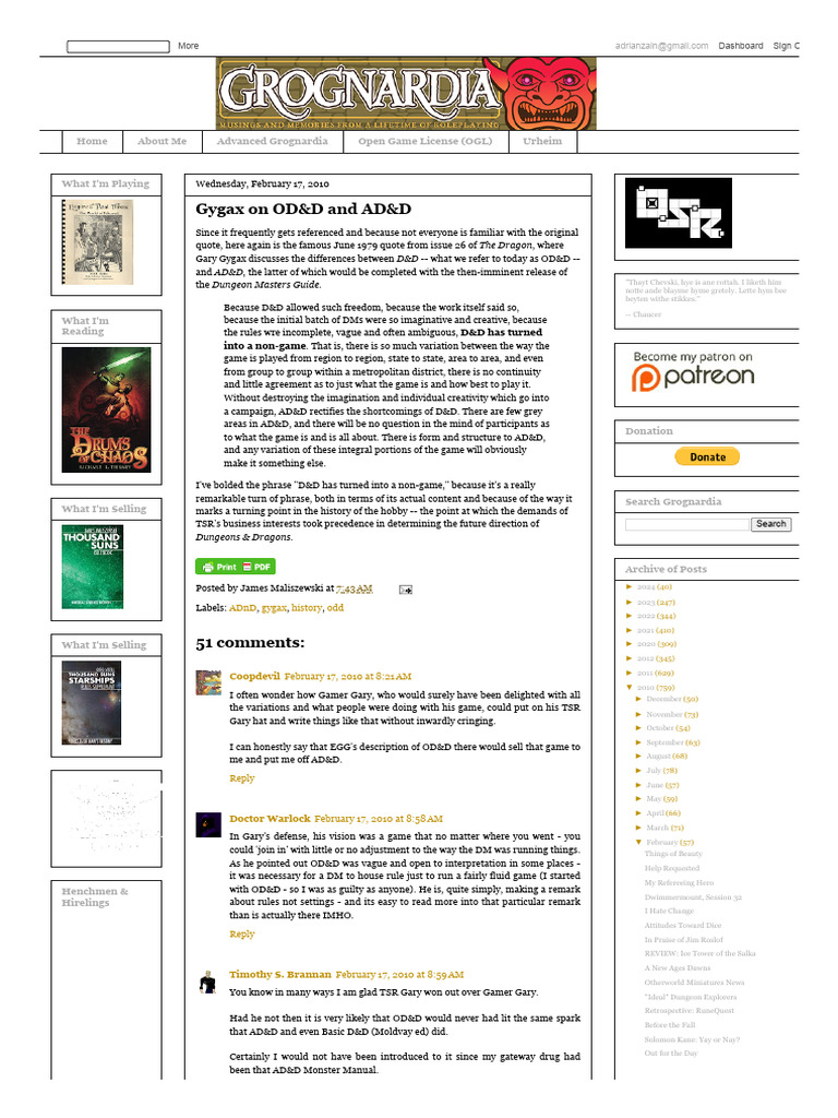 GROGNARDIA - Gygax On OD&D and AD&D | PDF | Dungeons & Dragons | Tsr, Inc.