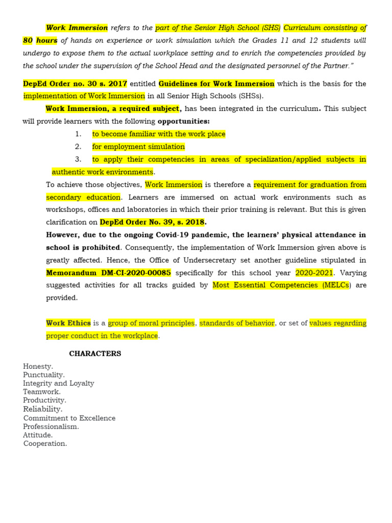 IMMERSION-REVIEW | PDF | Occupational Safety And Health | Employment