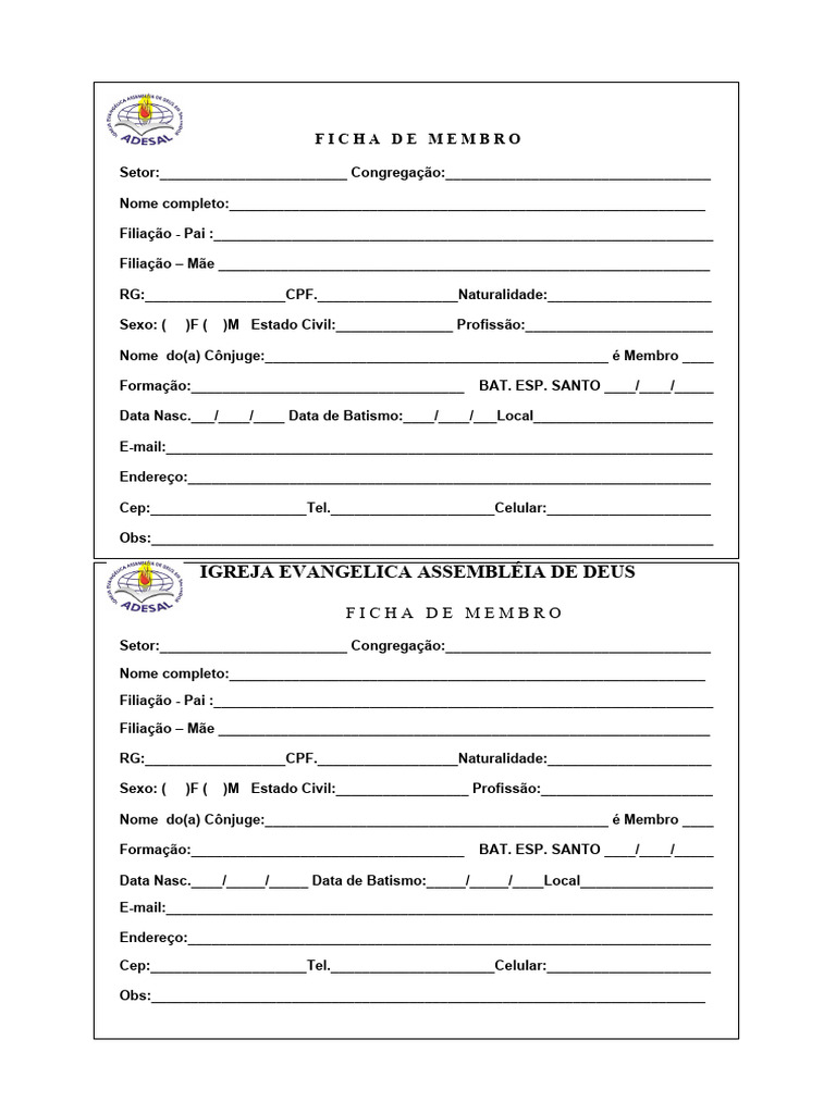 Ficha de Membro Atual1 | PDF