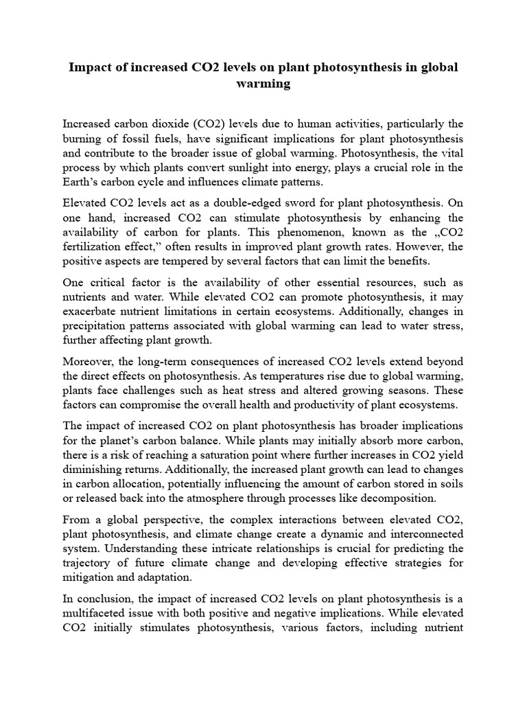 CO2 Levels and Plant Photosynthesis Impact | PDF | Climate Change ...