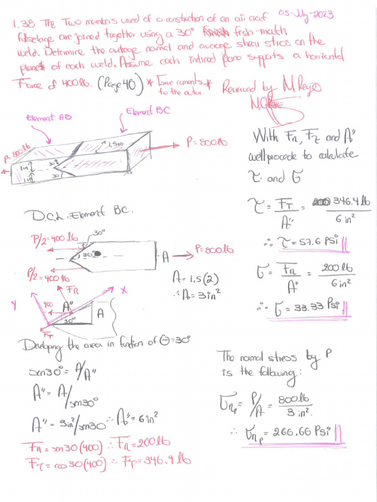 Hibbeler - Mechanics of Materials - Chapter - 1 - P1.38 | PDF