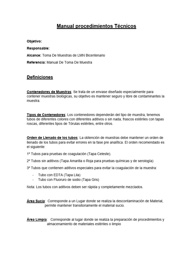 Manual procedimientos Tecnicos TM | PDF