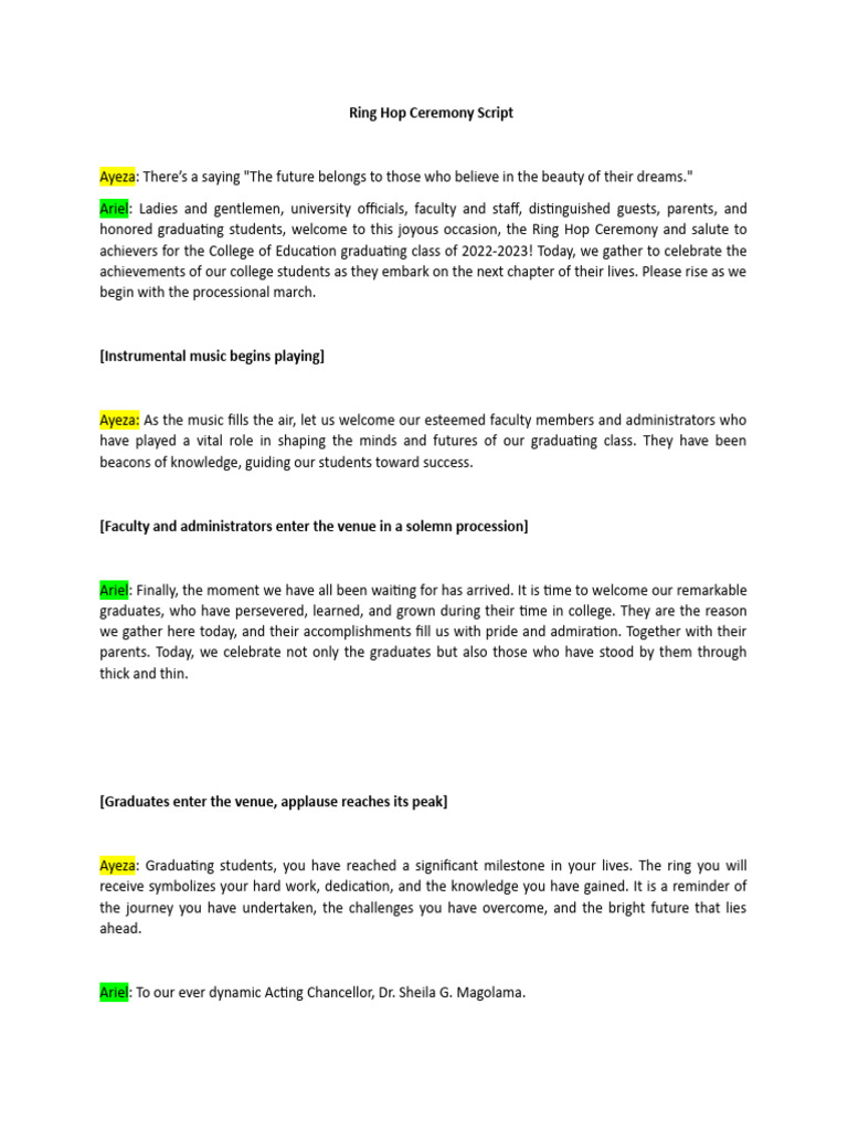 Ring Hop Ceremony | PDF