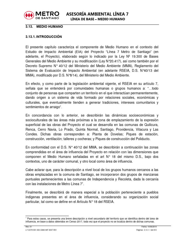 Linea 7 Metro LBMH | PDF | Santiago | Evaluación de impacto ambiental