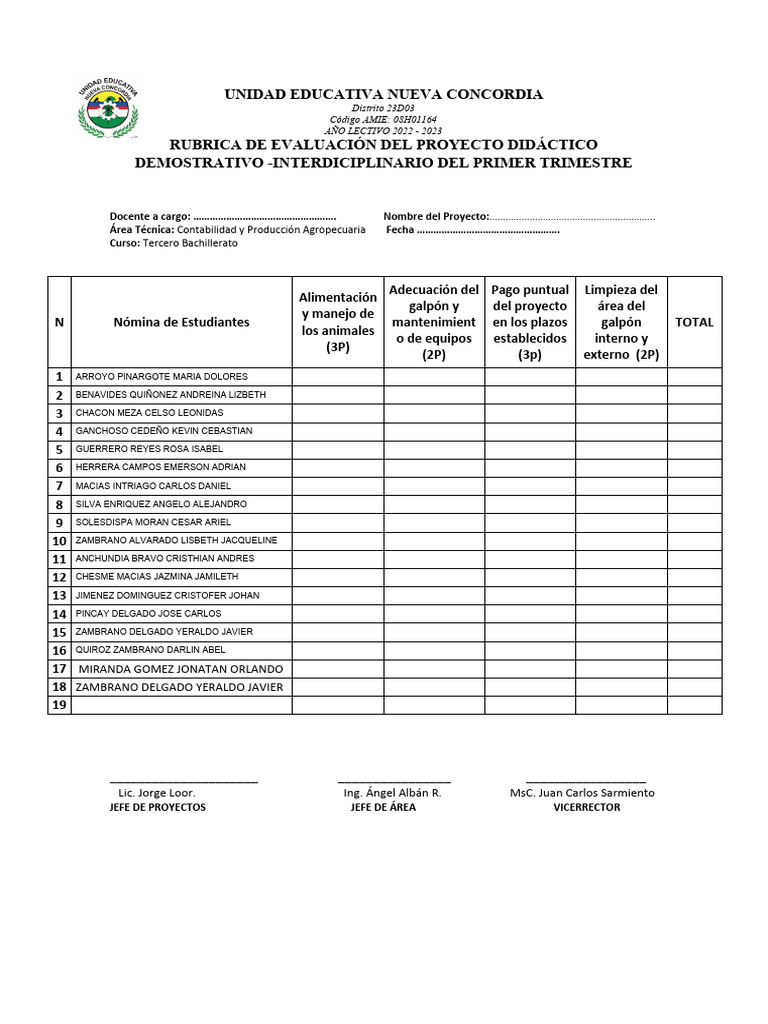 Rublica Bachillerato Tecnico | PDF
