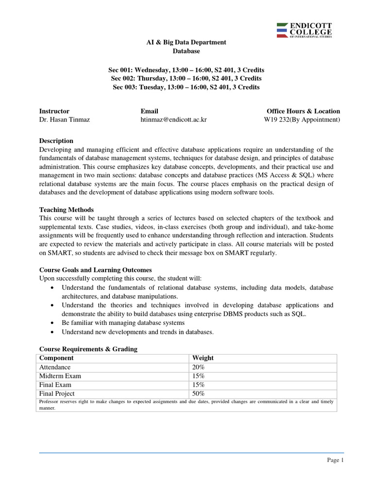 0 Database Syllabus | PDF | Databases | Microsoft Access