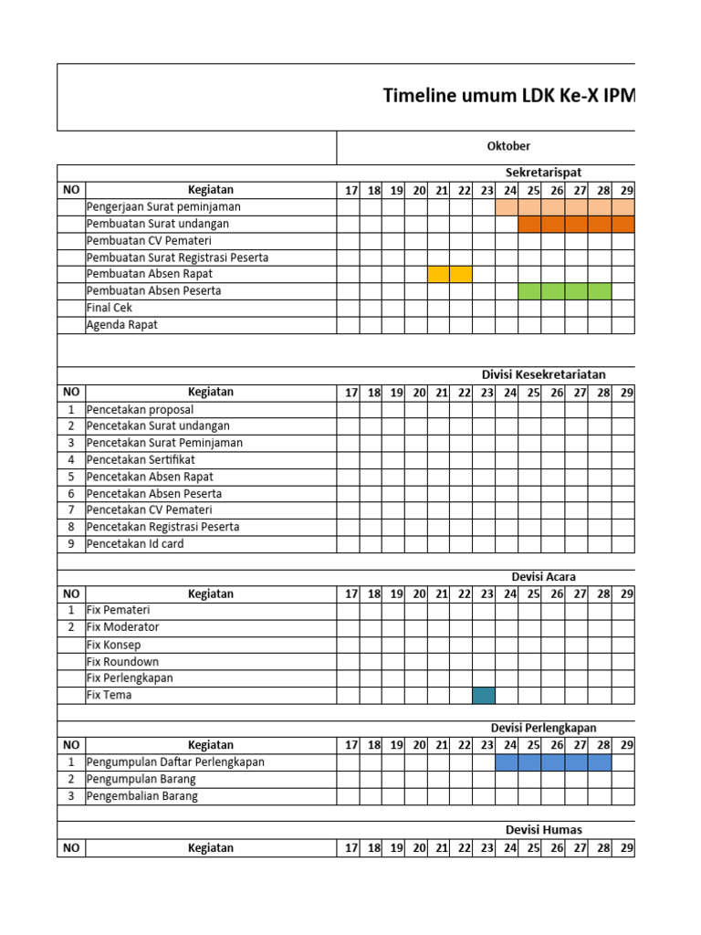 Timeline Umum LDK Ke-X | PDF