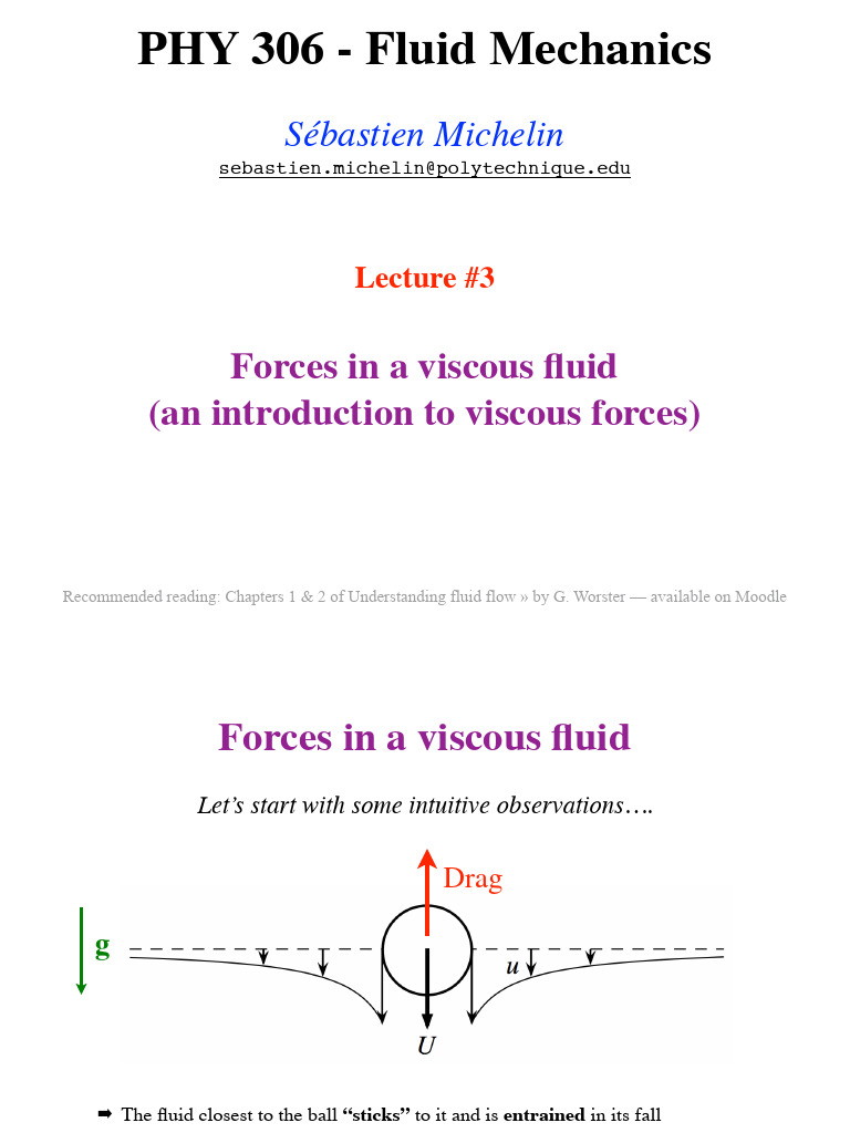 Lecture 3 | PDF | Viscosity | Drag (Physics)