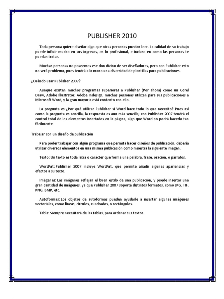 Guía de Uso de Publisher 2007 | PDF | Ventana (informática) | Microsoft Word