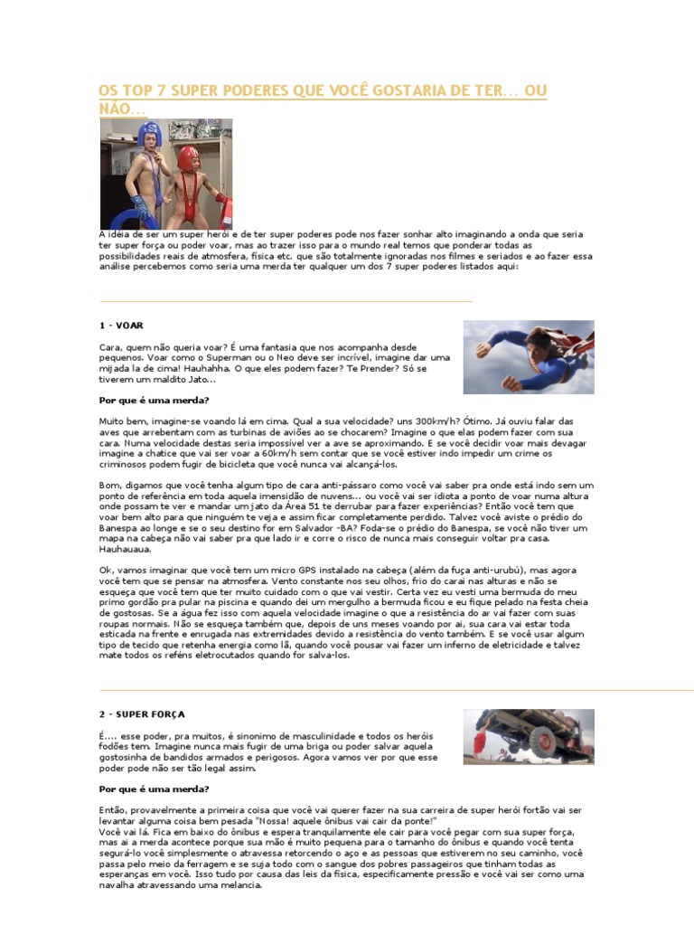 Superpoderes: Sonho ou Pesadelo? | PDF | Imortalidade | Tempo