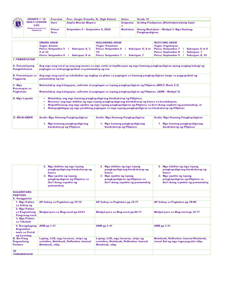 DLL Q1W3 G10 A.mopera | PDF