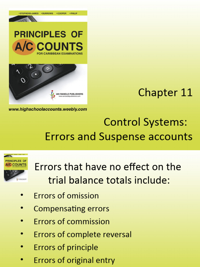 Chapter11 - Errors and Suspense Principles - of - Accounts - For - Caribbean - Students ...