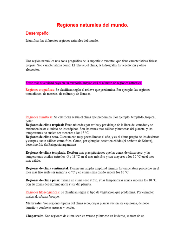Regiones Naturales Del Mundo | PDF | Clima | Desierto