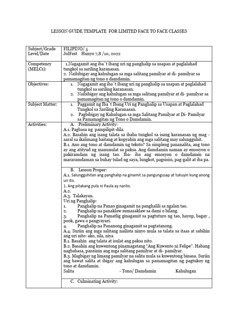LG - F2F 5 Q4 Mod 7 | PDF