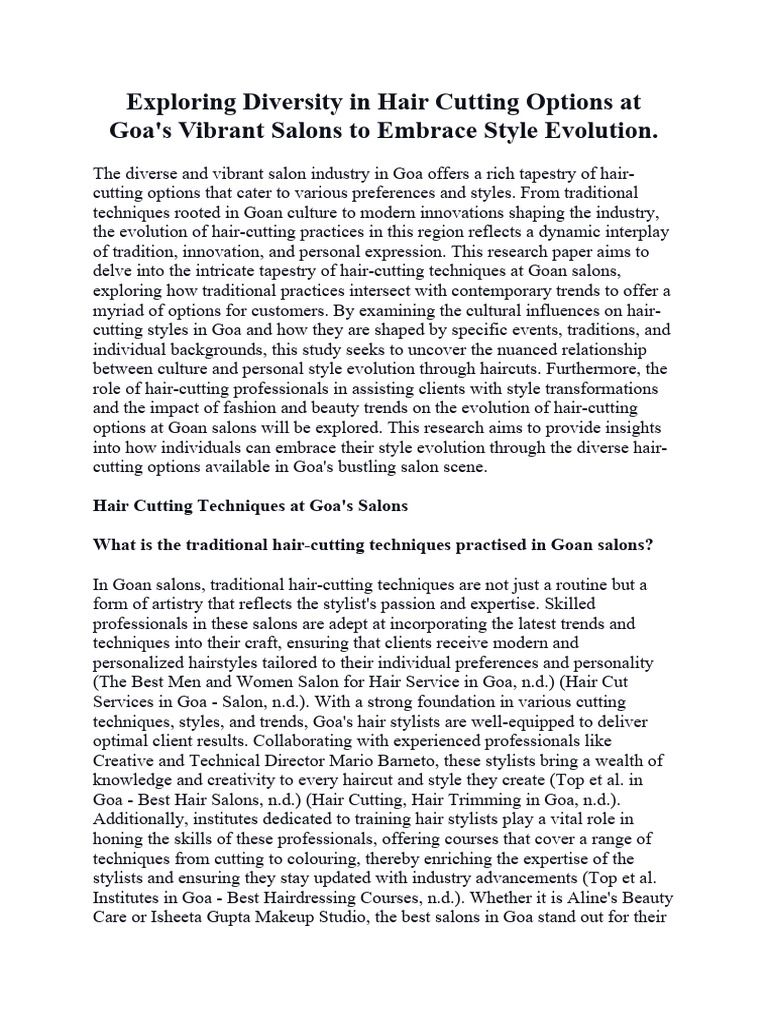 Goa's Diverse Salon Styles | PDF | Hairstyle | Hairdresser