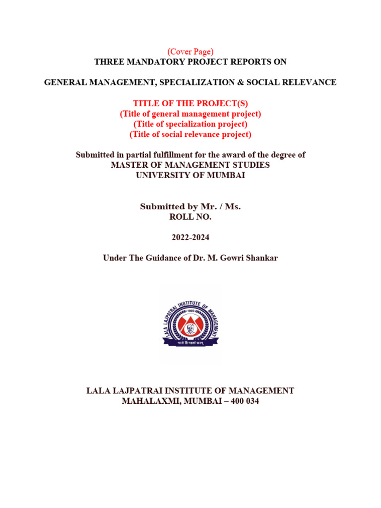 MMS Project Reports: Management & Social Relevance | PDF | Methodology | Data