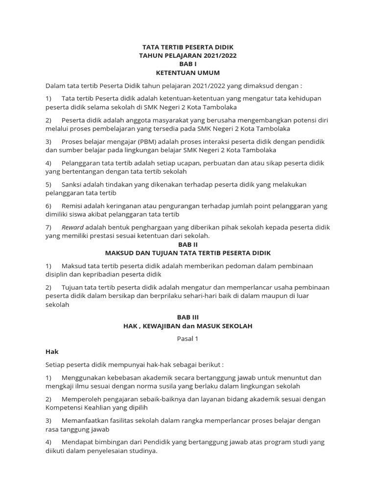 Tata Tertib Peserta Didik | PDF | Karier & Perkembangan | Pengembangan Diri
