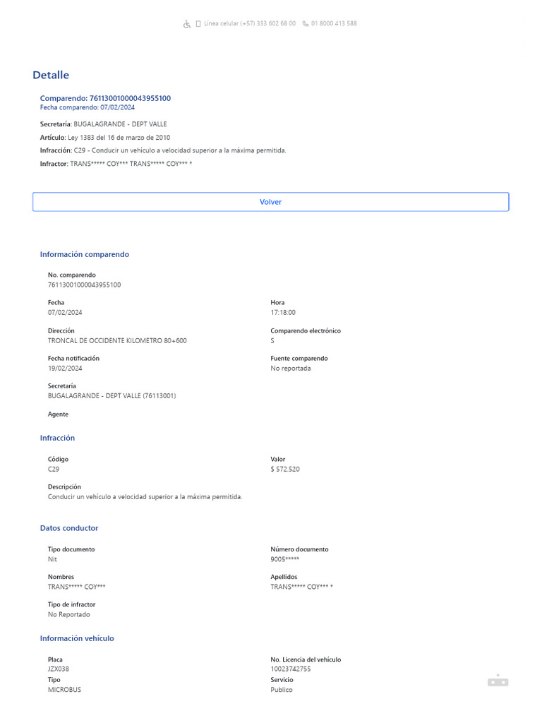 SIMIT - Detalle de La Multa | PDF | Transporte