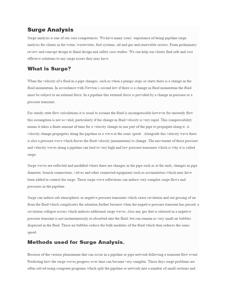 Surge Analysis | PDF | Fluid Dynamics | Waves