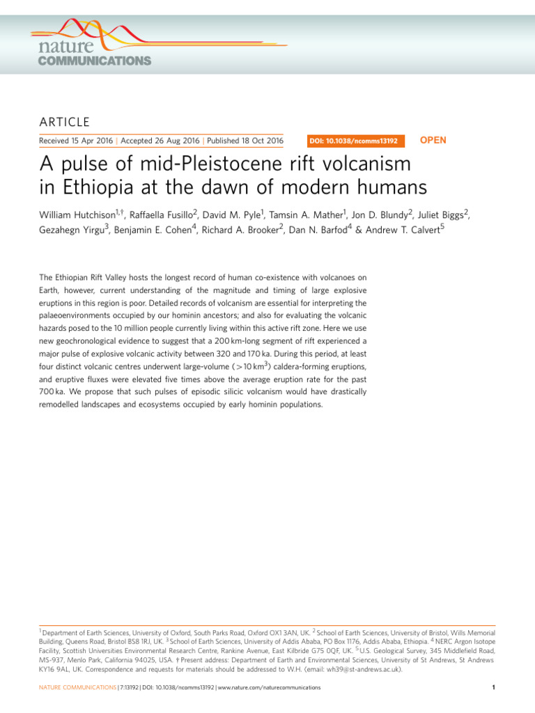 A Pulse of Mid-Pleistocene Rift Volcanism in Ethio | PDF | Volcano ...