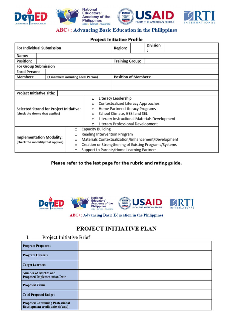 ILT Output 3 Project Initiative Plan Template Final Print Out | PDF ...