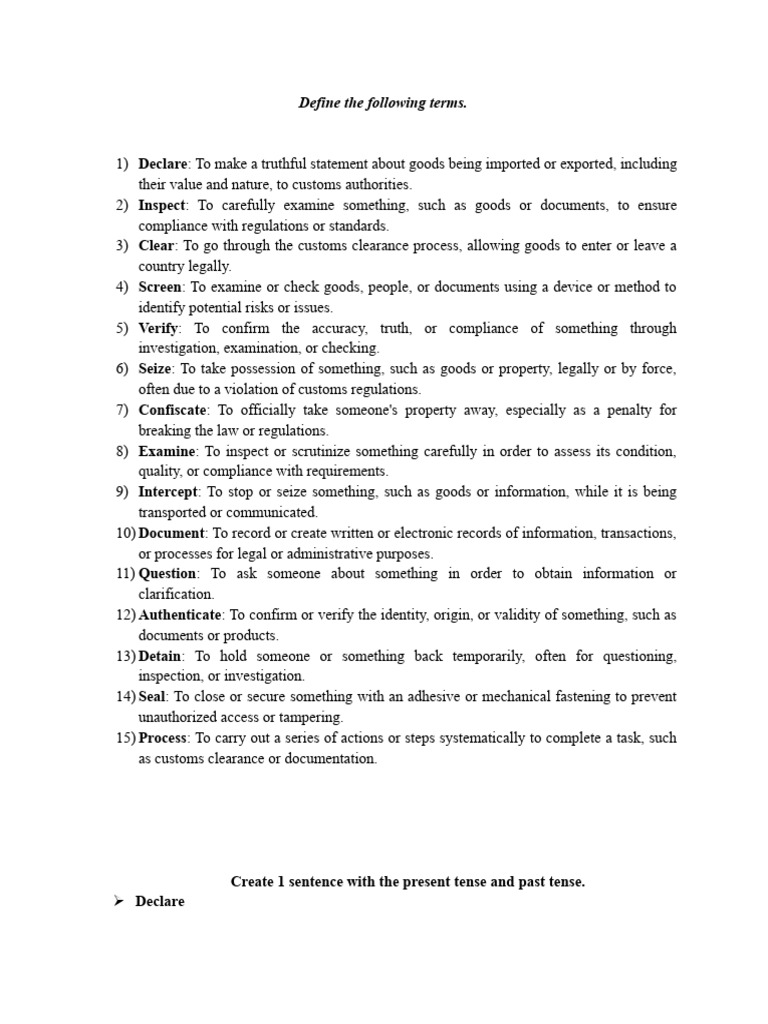 Basic Vocabulary for Customs and Foreign Trade | PDF | Customs | Authentication