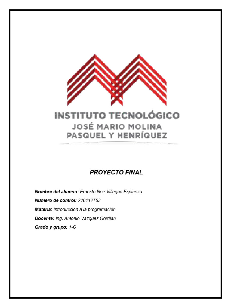 Ernesto Noe Proyecto Final | PDF | Programación de computadoras