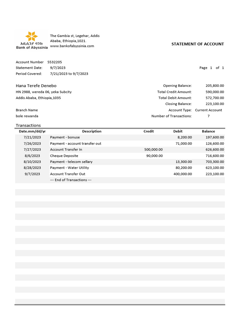 Hana bank statement | PDF