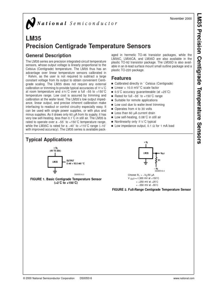 National - Semiconductor LM35DT Datasheet | PDF | Electrical Resistance ...