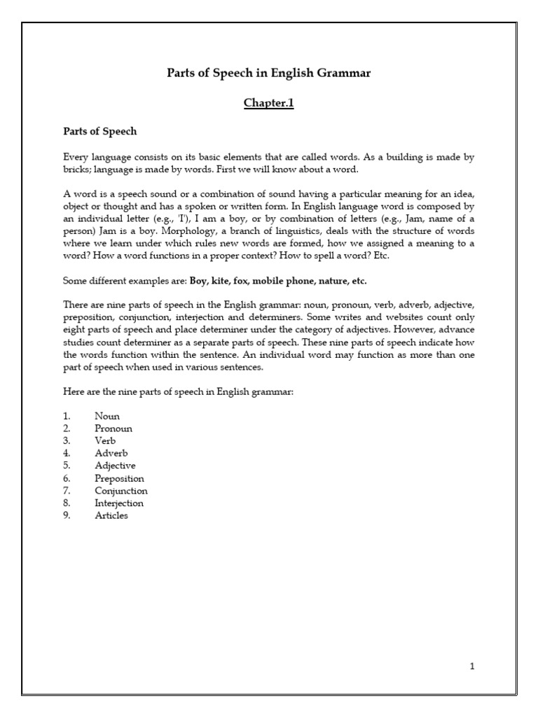 Parts of Speech | PDF | Part Of Speech | Verb