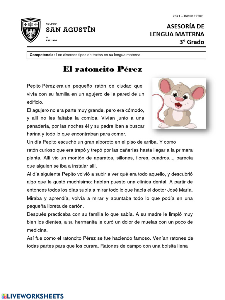 El Ratón Perez | PDF | Estudios de idiomas extranjeros | Hogar ...