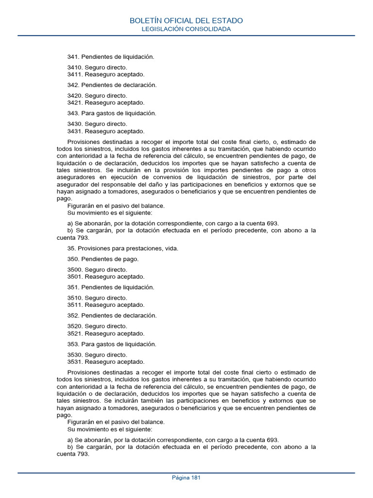 181_0a_Plan de contabilidad de las entidades aseguradoras | PDF | Reaseguro | Seguro