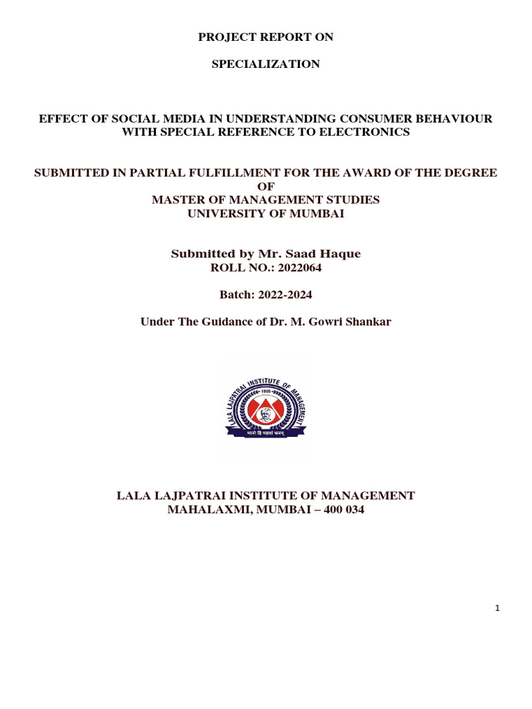 Specialization Project Saad H | PDF | Analytics | Consumer Behaviour