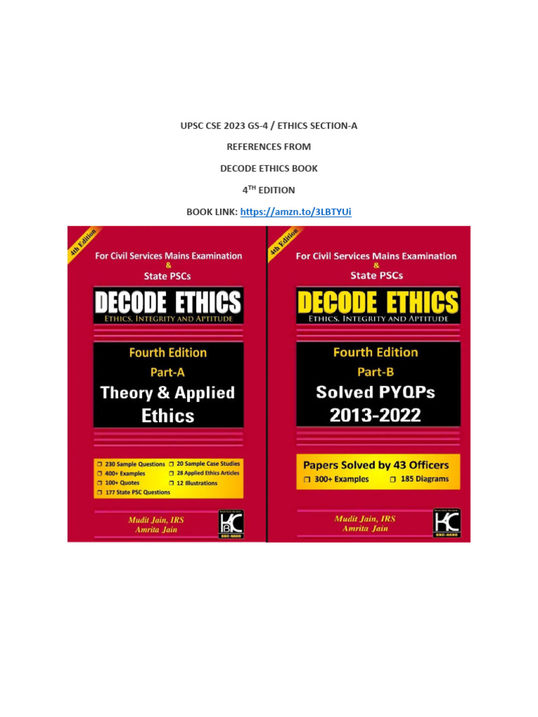 UPSC Ethics 2023 References Decode Ethics Book 4th Edition | PDF | Emotional Intelligence ...