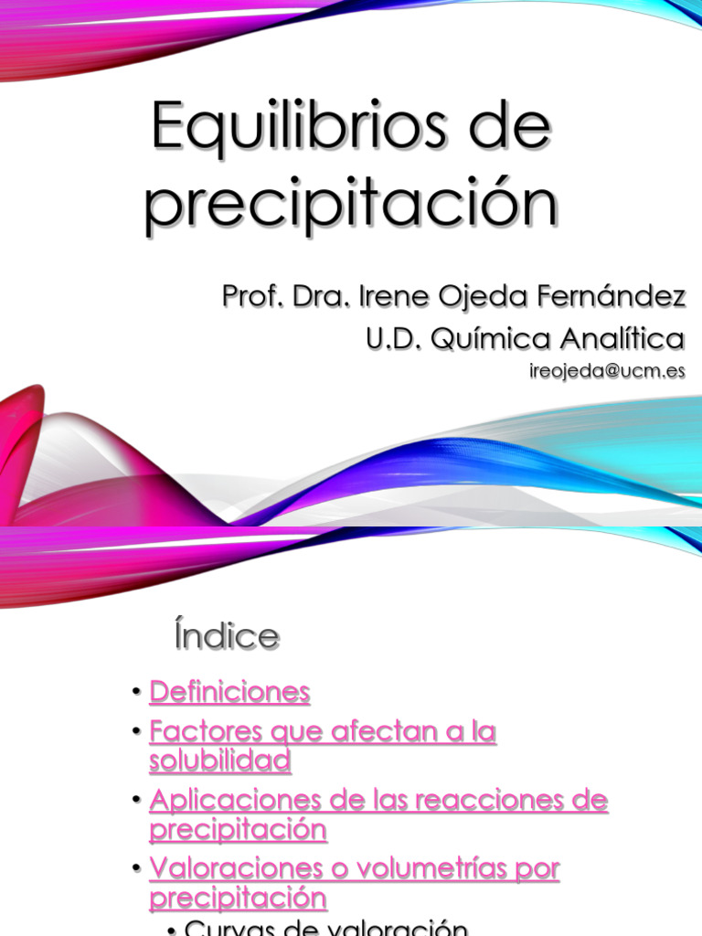 TEMA 7 Precipitación C | PDF | Solubilidad | Precipitación (Química)
