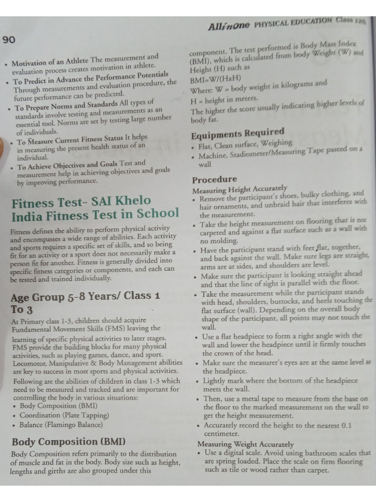 FITNESS TEST -SAI KHELO INDIA FITNESS TEST IN SCHOOL | PDF